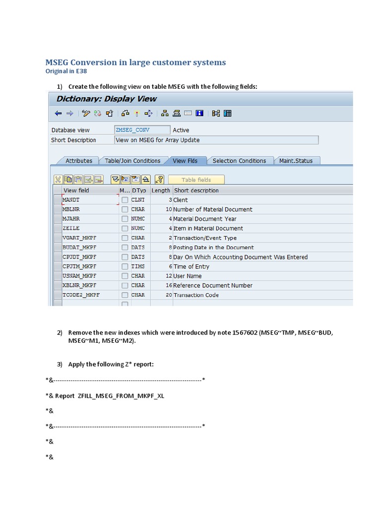 MSEG Conversion in Large Customer Systems | PDF | Computing | Computer ...