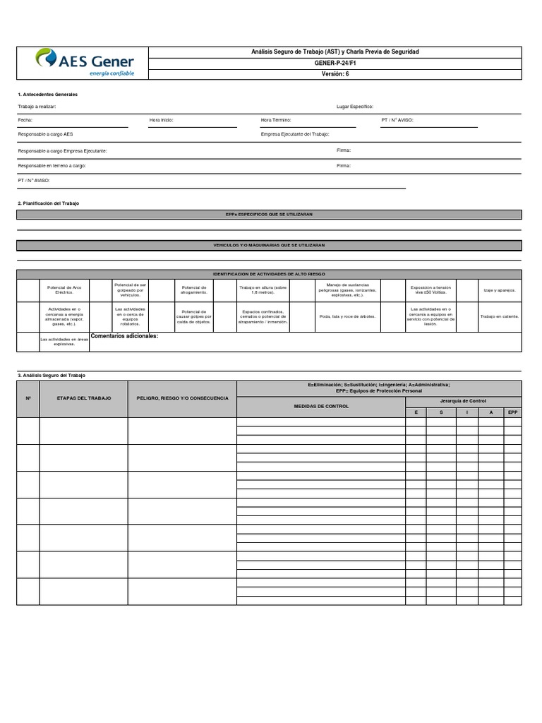 Análisis Seguro de Trabajo (AST) Actual | PDF