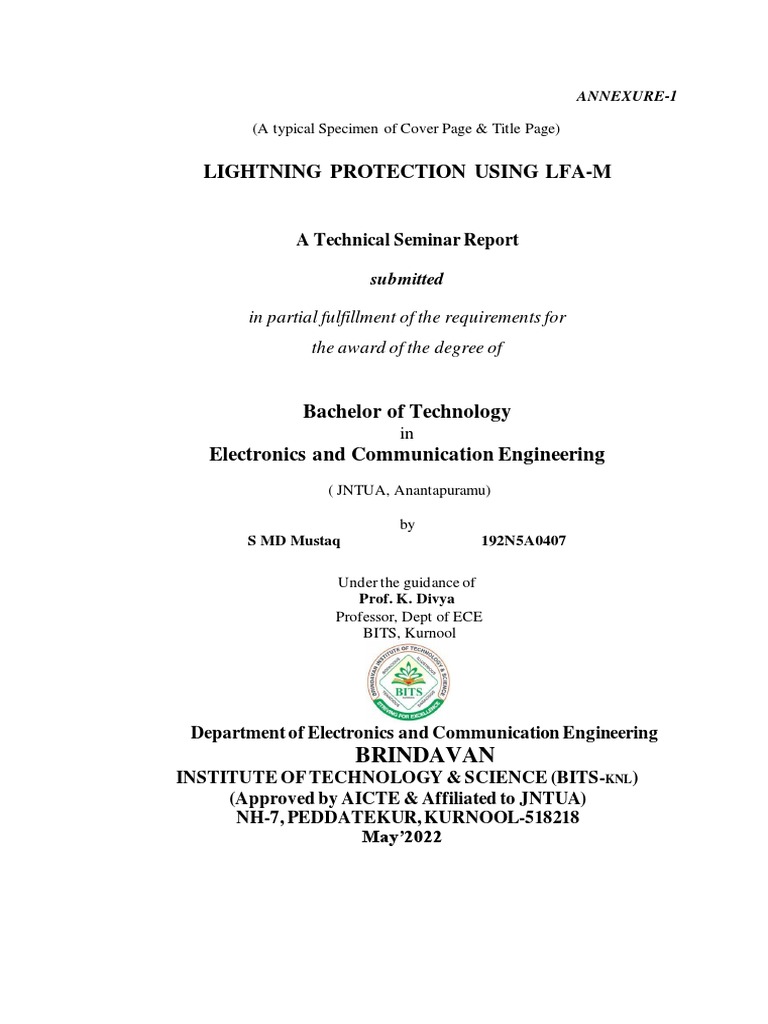 Lightning Protection Using LFA-M Seminar Report | PDF