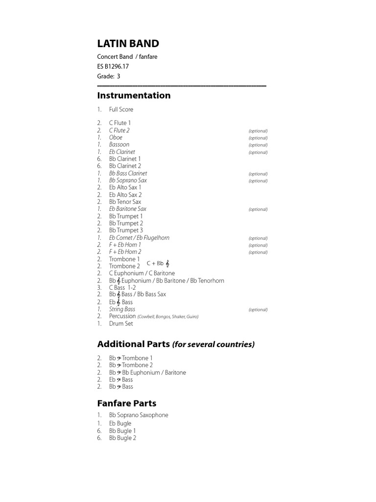 Latin Band - Carlo Pucci - Score | PDF