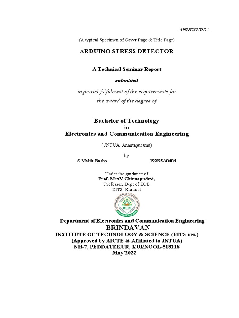 Arduino Stress Dectector Seminar Report | PDF | Arduino | Sensor
