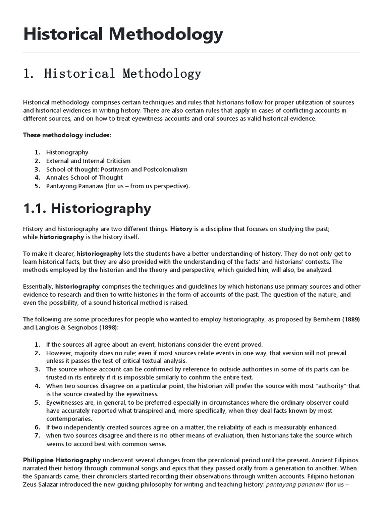 PRELIM-Historical Methodology | PDF | Historiography | Historian