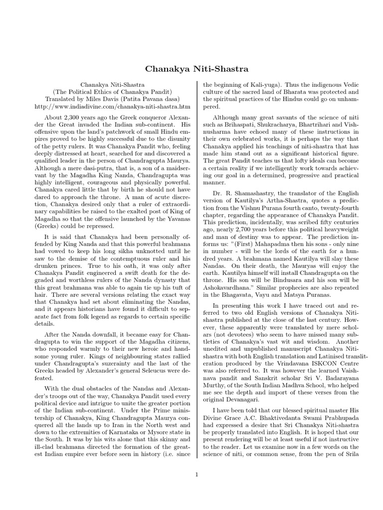 Chanakya Niti in English | PDF