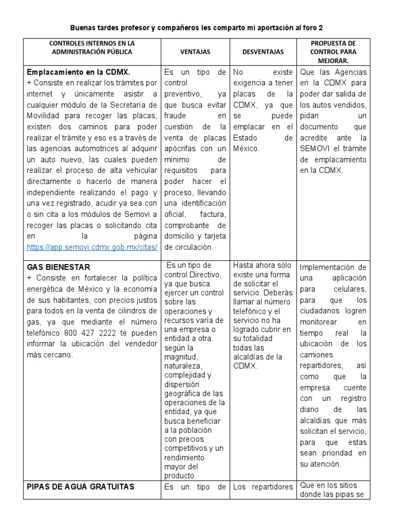 Foro 2 Sistemas de Control Interno | PDF