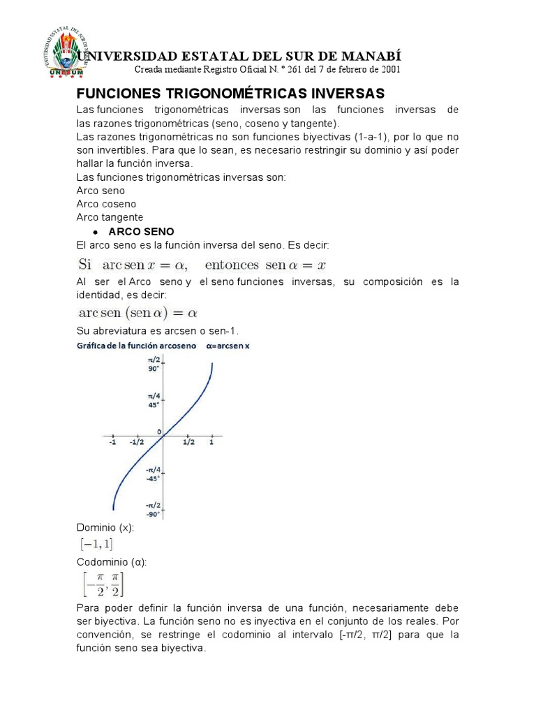 Funciones Inversas-1 | PDF | Función (Matemáticas) | Seno