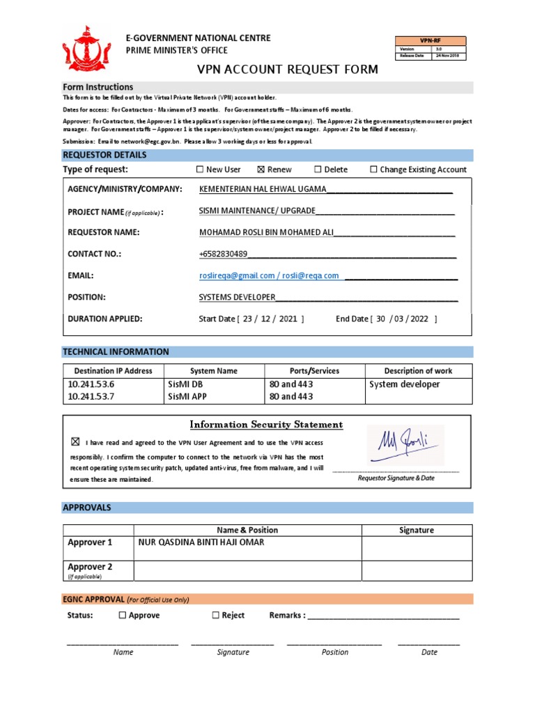 VPN Account Request Form | PDF