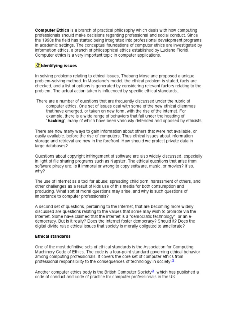 Computer Ethics | PDF | Copyright Infringement | Intellectual Works