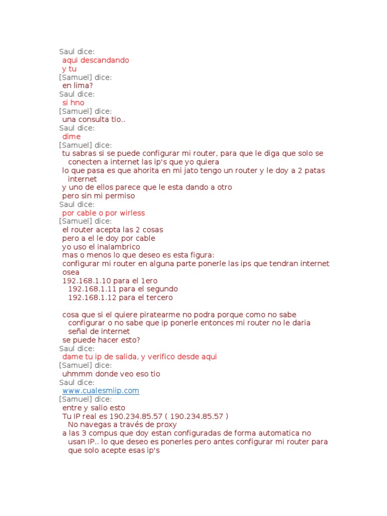 Chat Router | PDF | Enrutador (Computación) | Red de arquitectura