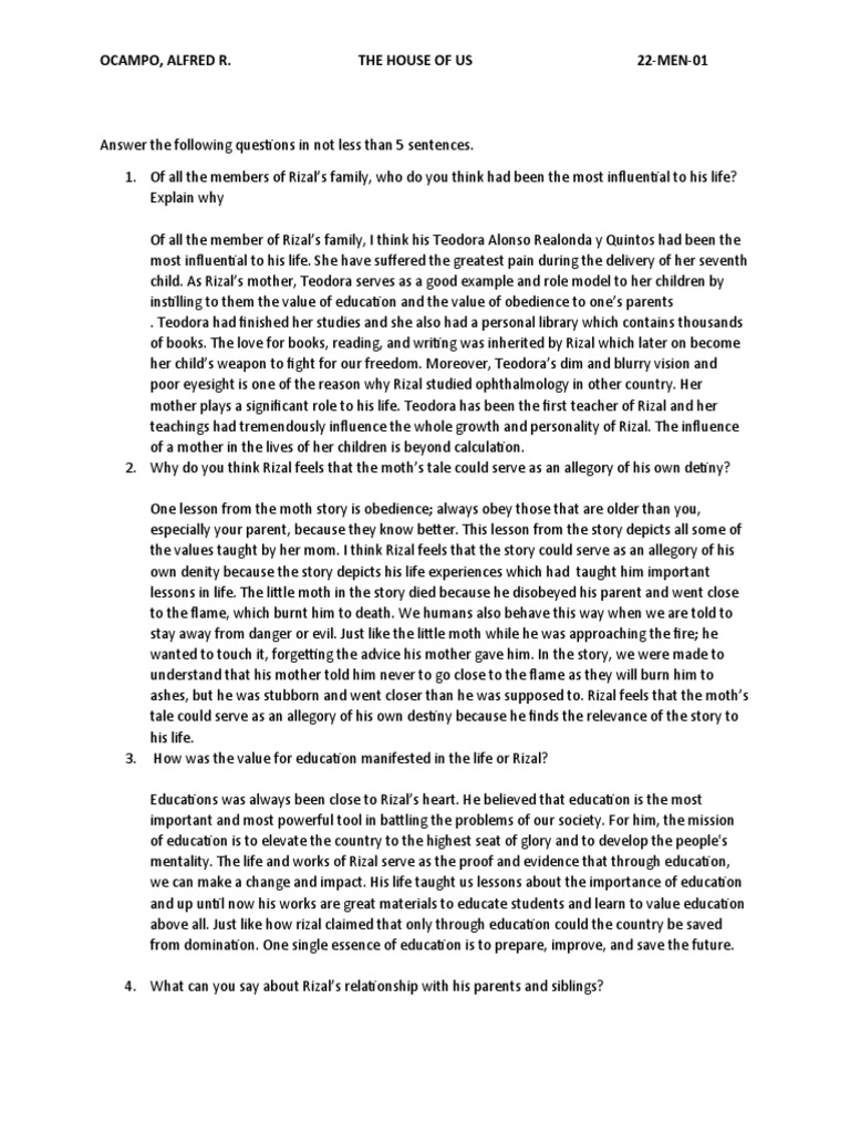 Answer The Following Questions in Not Less Than 5 Sentences | PDF ...