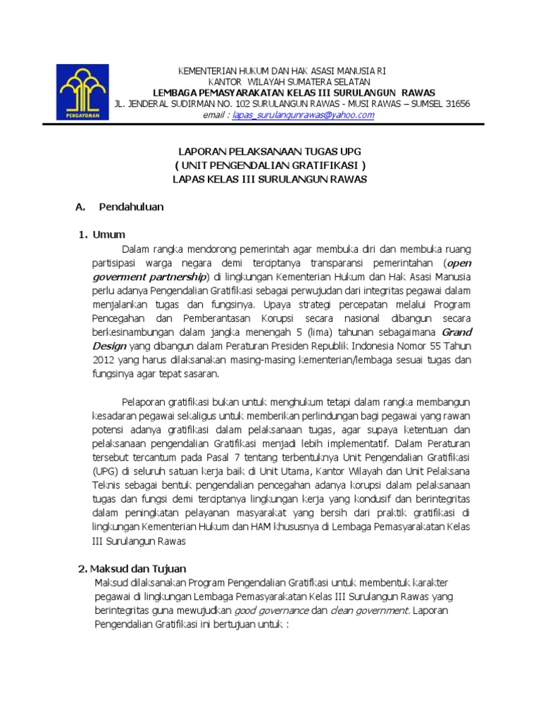 Laporan Berkala Pengendalian Gratifikasi | PDF