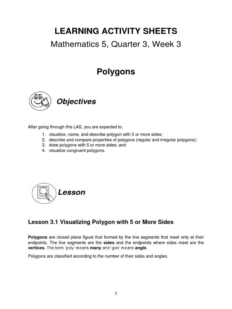 LAS Math5 Q3 Wk3 Polygons | PDF | Triangle | Polytopes