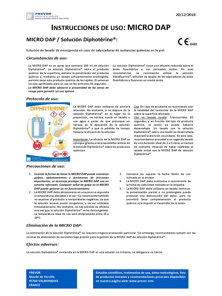 v2 Notice Micro Dap Solution Diphoterine | PDF | Química