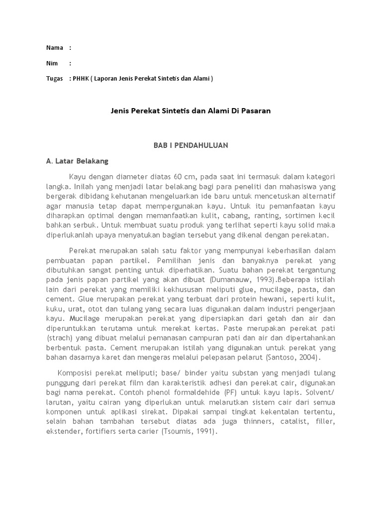 Jenis Perekat Sintetis dan Alami | PDF | Sains & Matematika