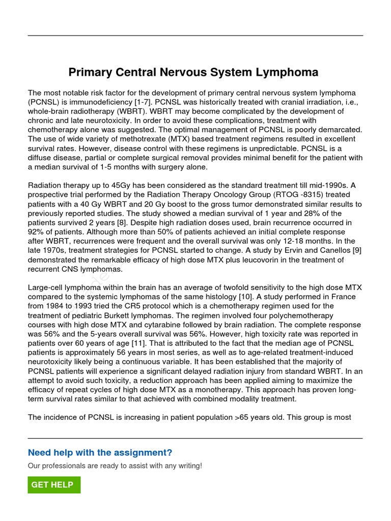 Primary Central Nervous System Lymphoma | PDF