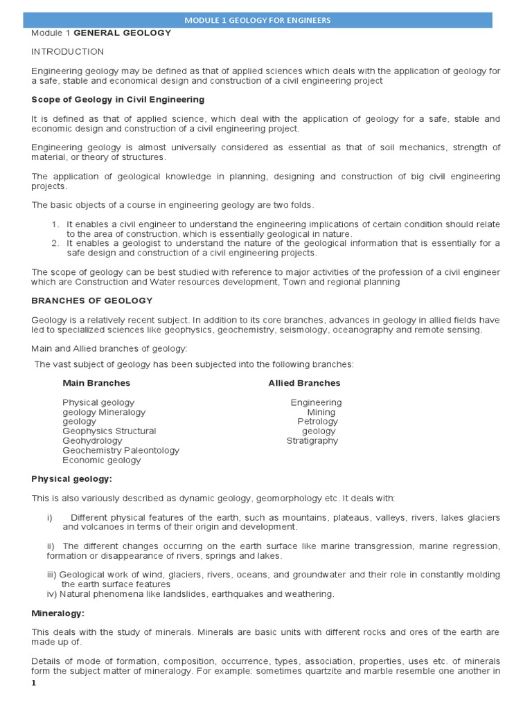 Module 1 GENERAL GEOLOGY | PDF