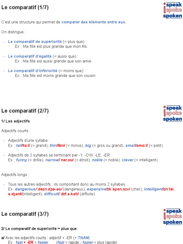 Exercice Sur Le Comparatif En Anglais – PTOMO