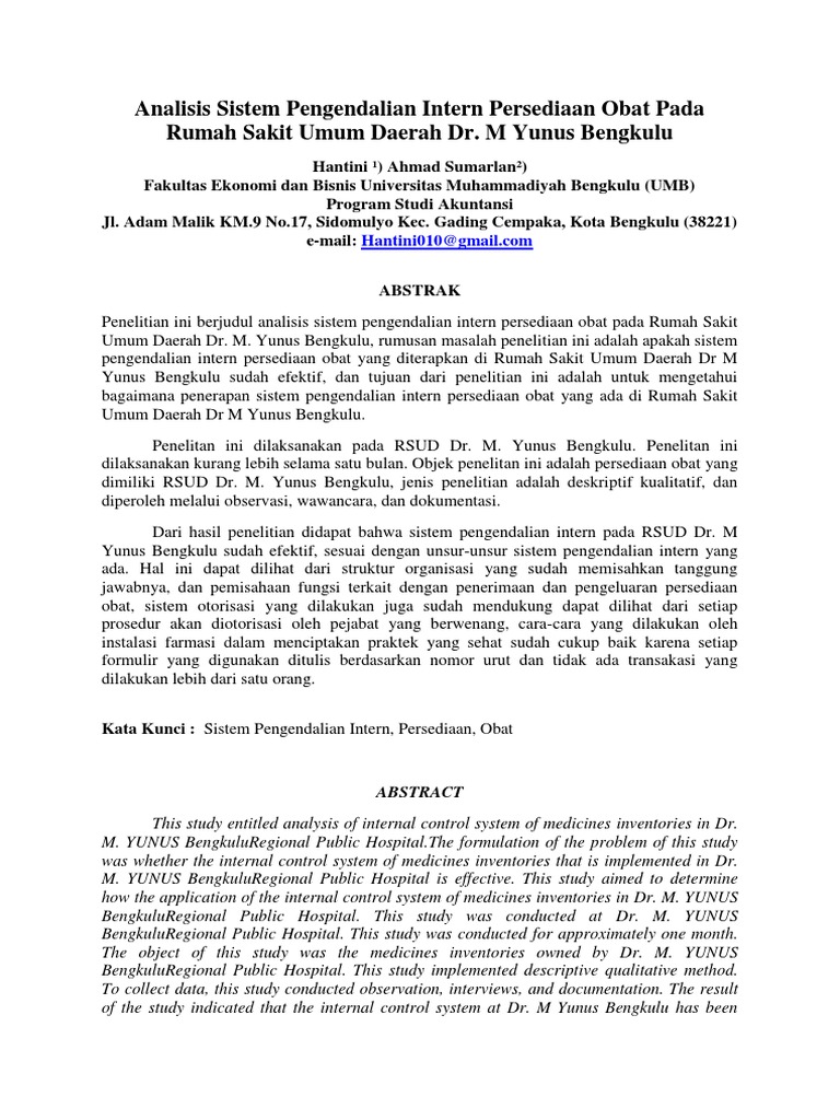 (Jurnal) - Analisis Sistem Pengendalian Intern Persediaan Obat Pada RSUD | PDF