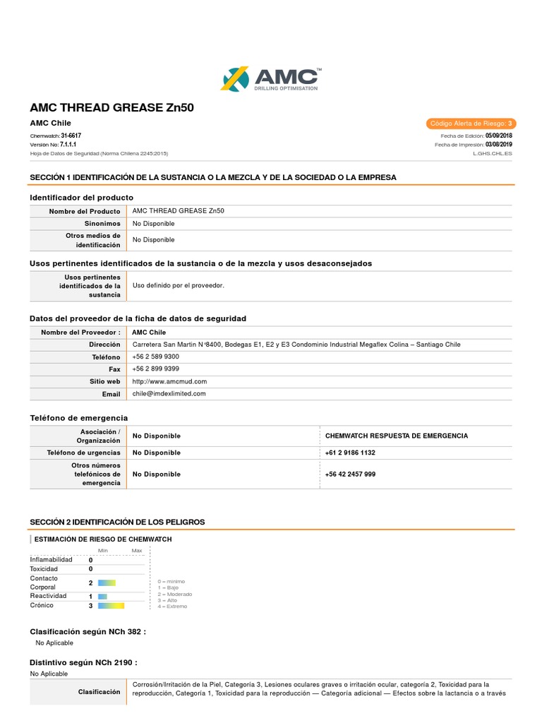 Amc Msds - Thread Grease Zn50 | PDF