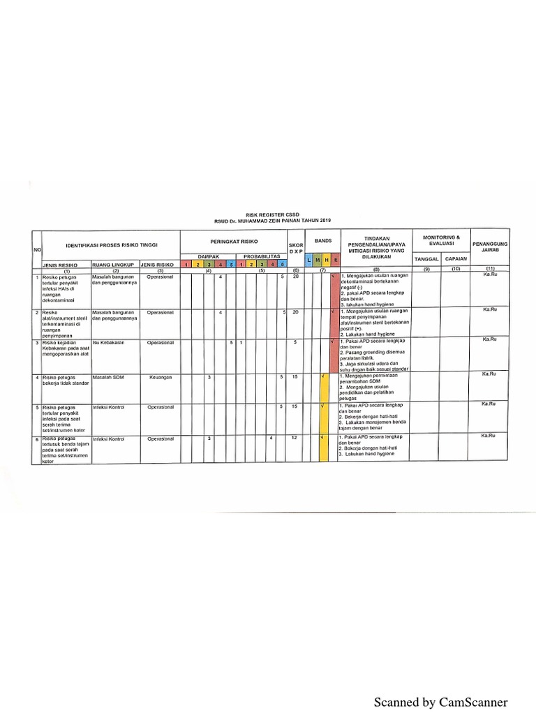 Risk Register CSSD | PDF