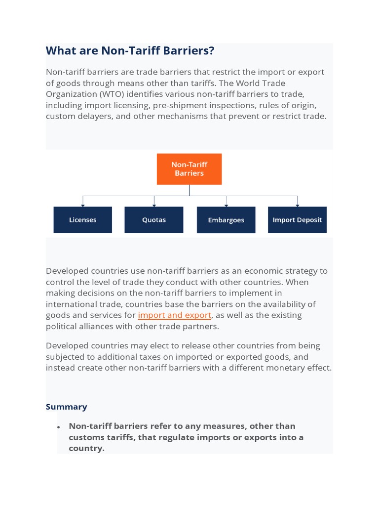 Non Tariff Barriers | PDF | Non Tariff Barriers To Trade ...