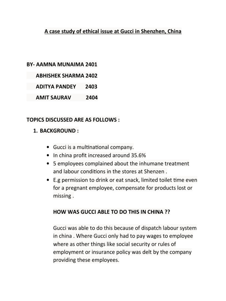 Gucci Case Study Group 1 | PDF | Employment | Labour Economics