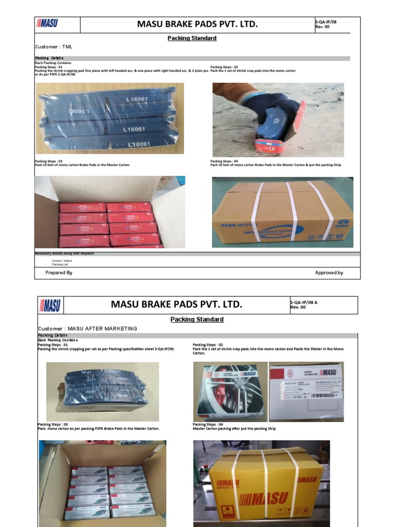Packing Standard Masu U-2 | PDF | Land Vehicles | Automotive Industry