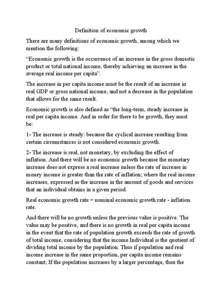 Definition of Economic Growth | PDF | Economic Growth | Income