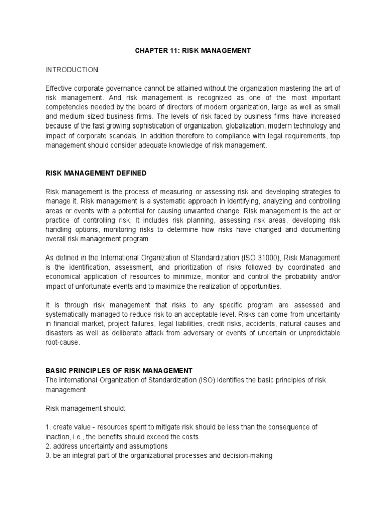 Chapter 11: Risk Management | PDF | Risk Management | Market Liquidity