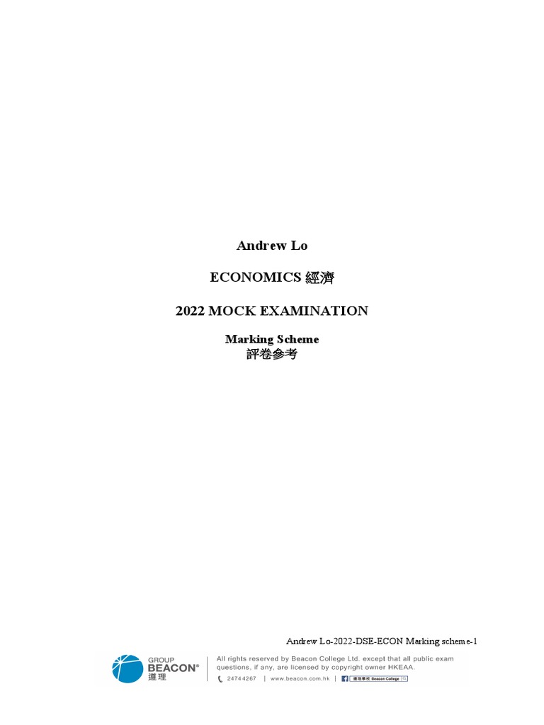 2022 Mock Exam (Marking Scheme) | PDF | Taxes | Economic Equilibrium