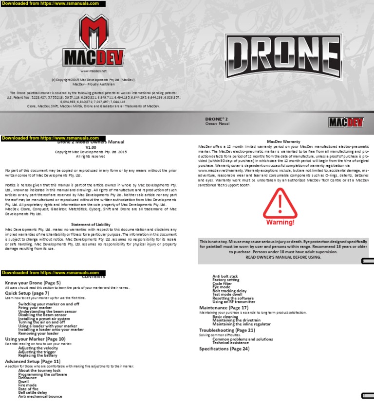 Manual Macdev Drone 2 Paintball Marker | PDF | Tools | Manufactured Goods
