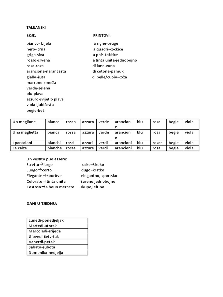 TALIJANSKI Usmeni | PDF