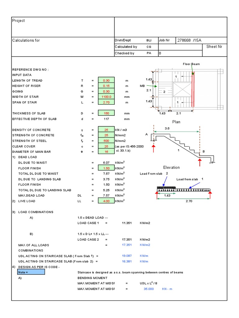 Project calculations for staircase design | PDF | Stairs | Civil ...