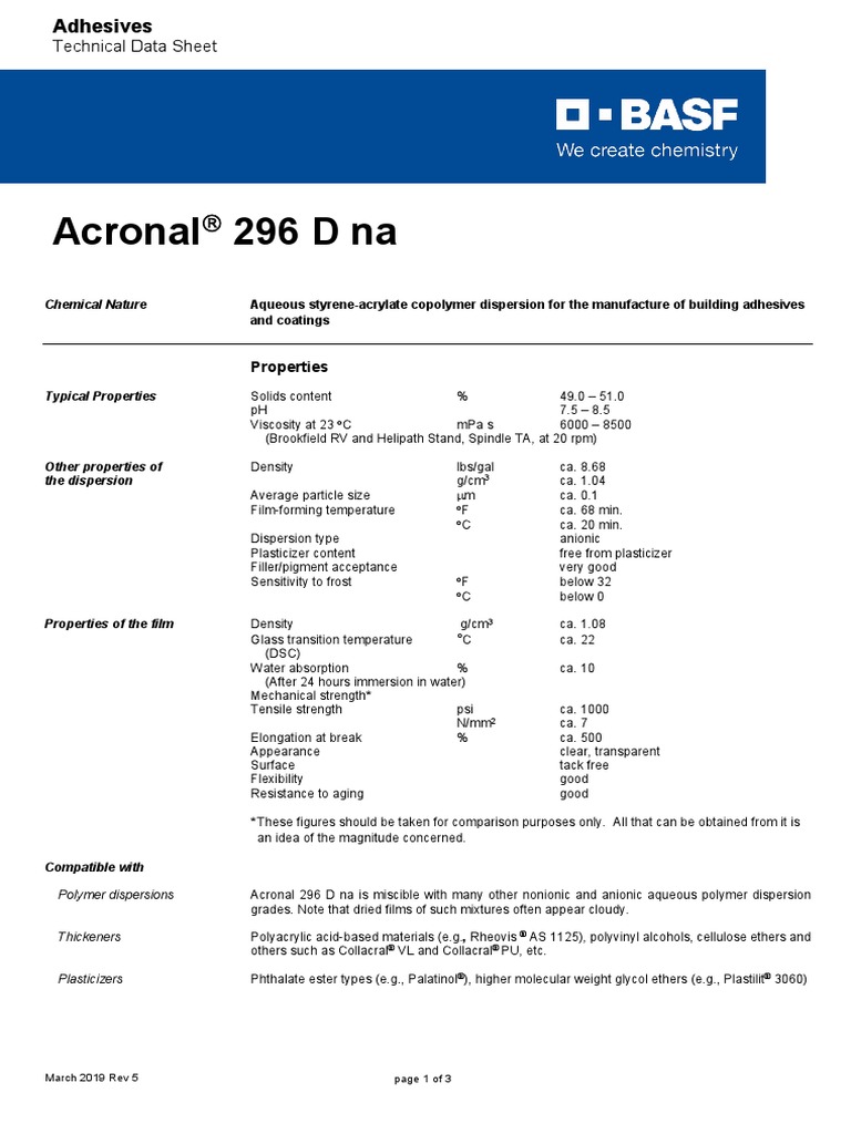 Tds - Acronal 296 D | PDF