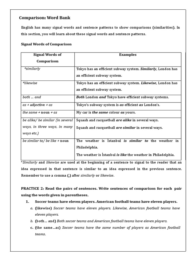 Comparison-Contrast Language | PDF
