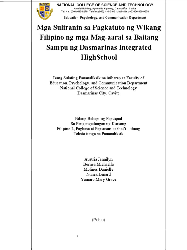 Unang Pangkat 3rd Year 4pananaliksik | PDF