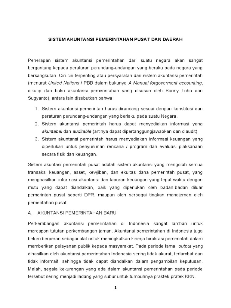 Makalah Sistem Akuntansi Pemerintahan Pusat | PDF | Bisnis