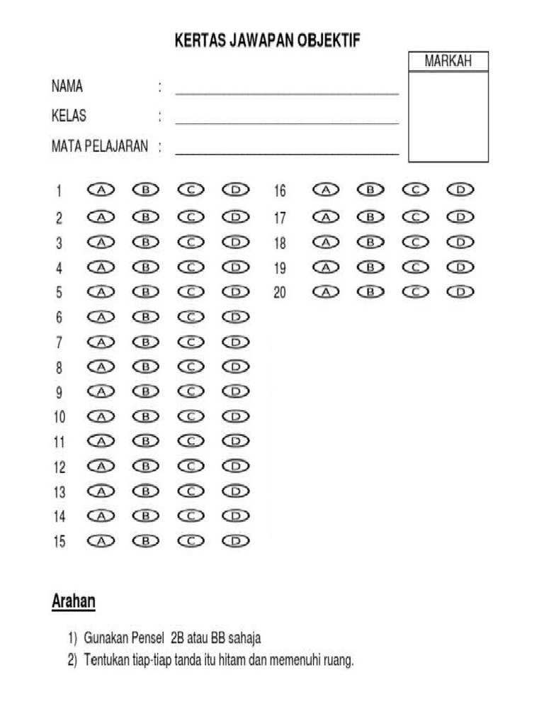 Borang Jawapn Omr | PDF