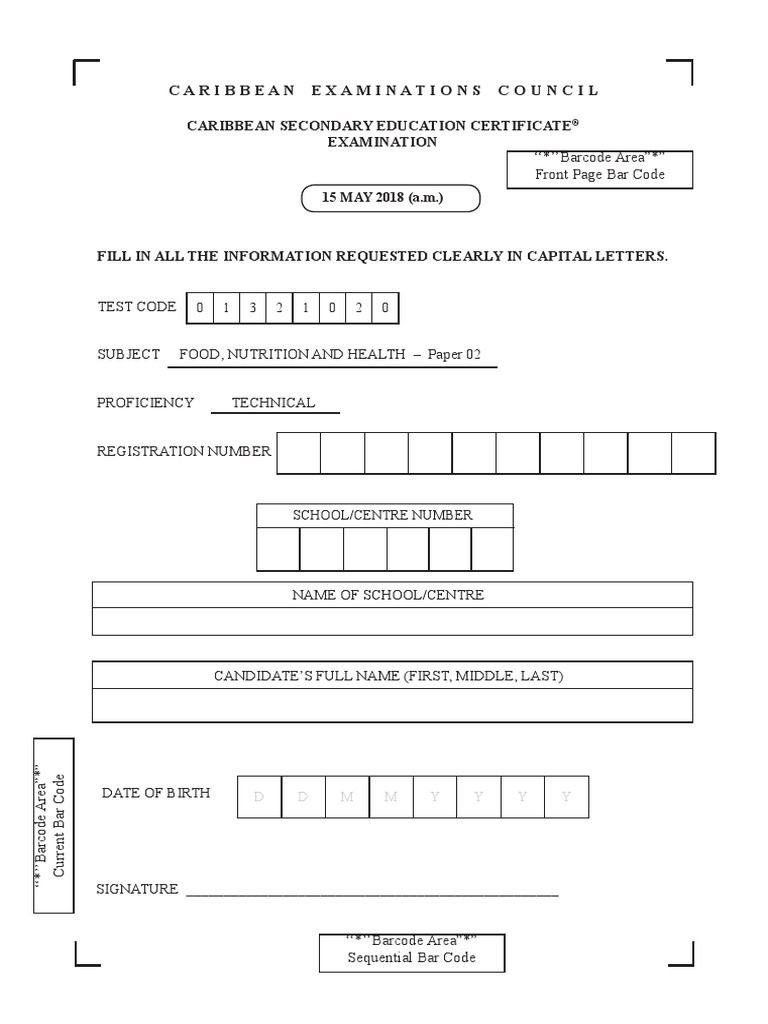 FN 2018 Past Paper | PDF | Barcode | Foods