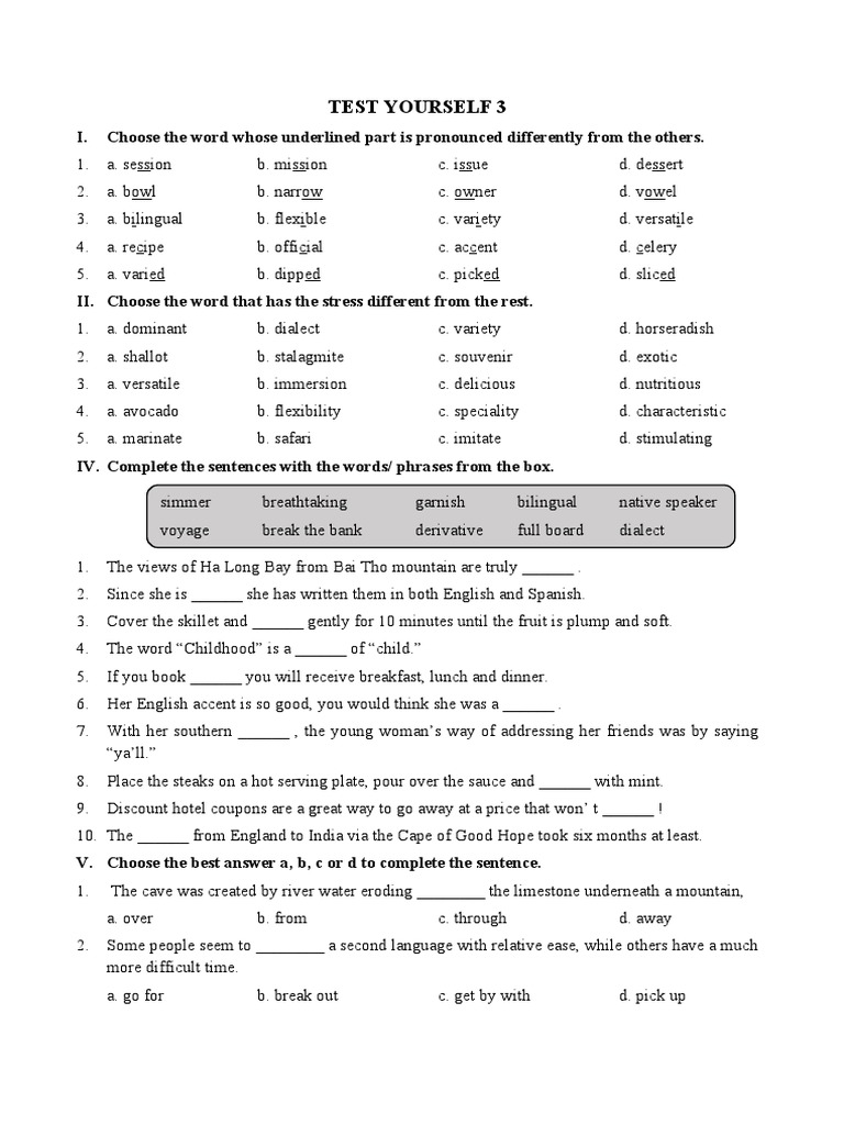 Test Yourself 3 | PDF | Tourism | English Language