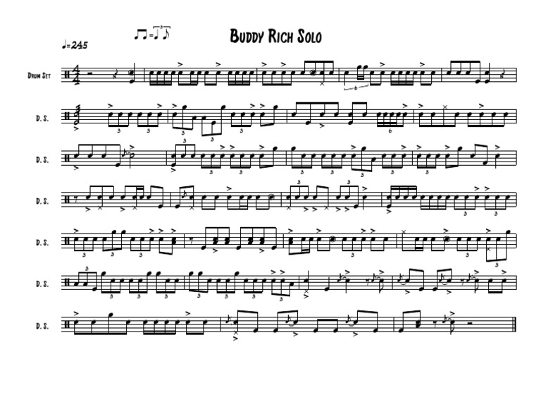 Buddy Rich IMPOSSIBLE Drum Solo Transcription | PDF