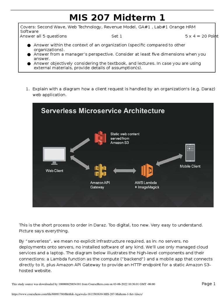 Hrithik Agarwala 1813503630 MIS 207 Midterm 1 Set 1 | PDF