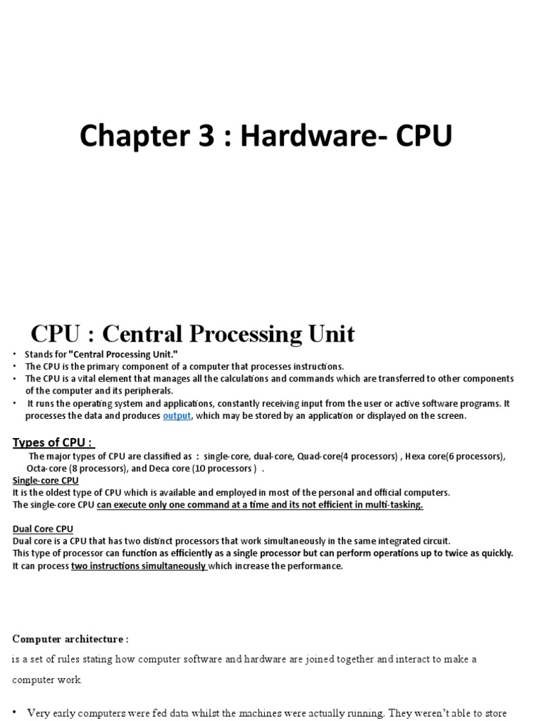 Chapter 3: Hardware-CPU | Download Free PDF | Central Processing Unit ...