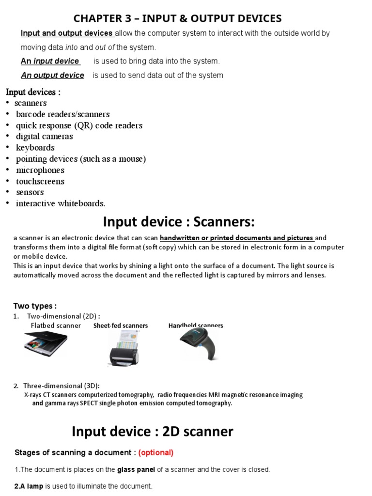Chapter 3 - Input & Output Devices | Download Free PDF | Image Scanner | Barcode