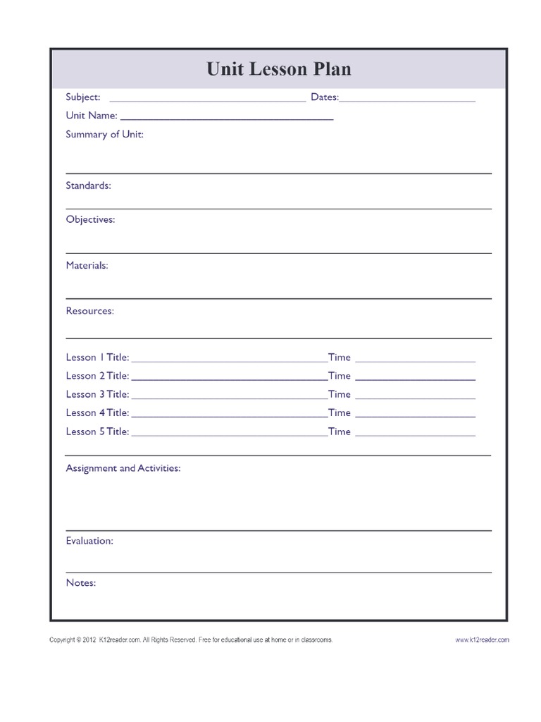 Complex Unit Lesson Plan Template | PDF