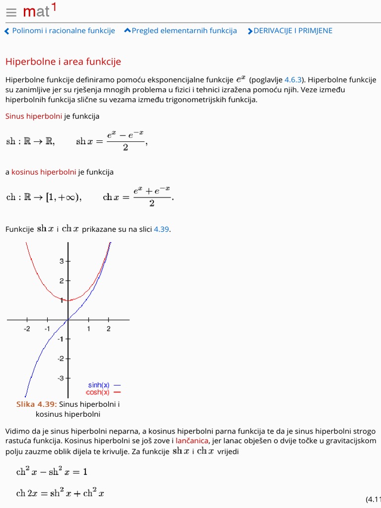 Hiperbolne I Area Funkcije | PDF