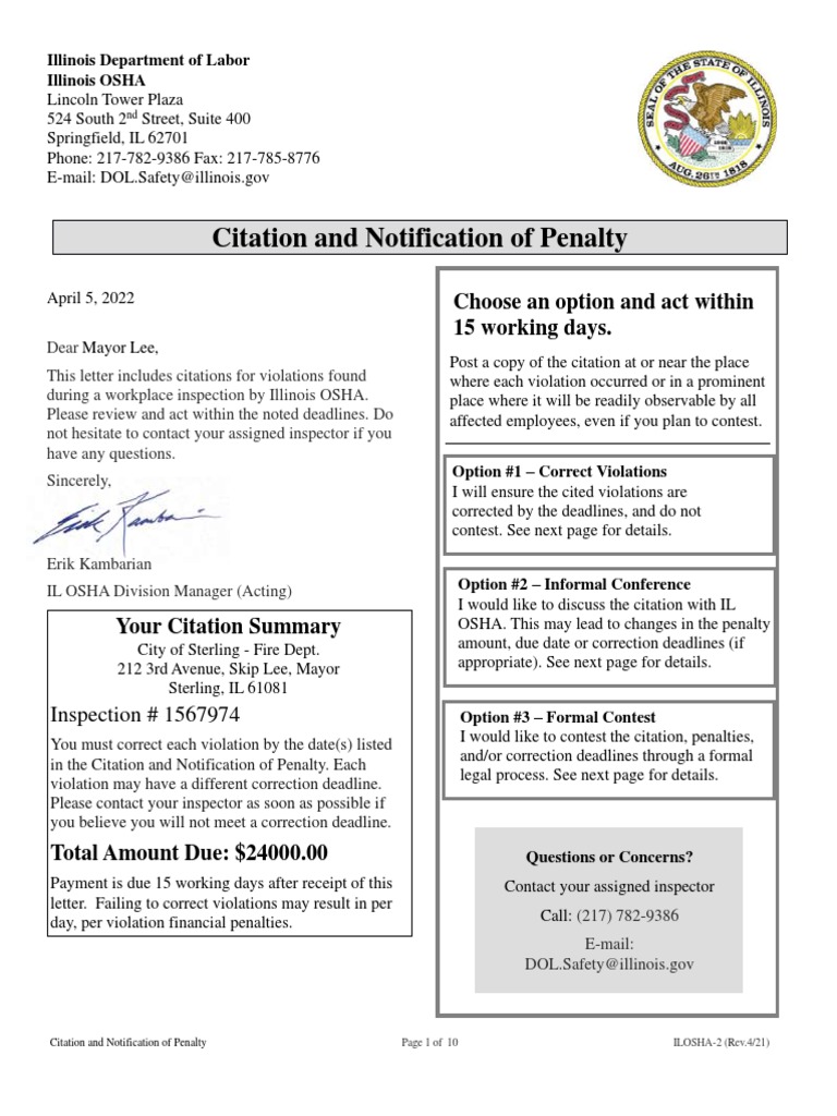 Citation and Notification of Penalty | PDF
