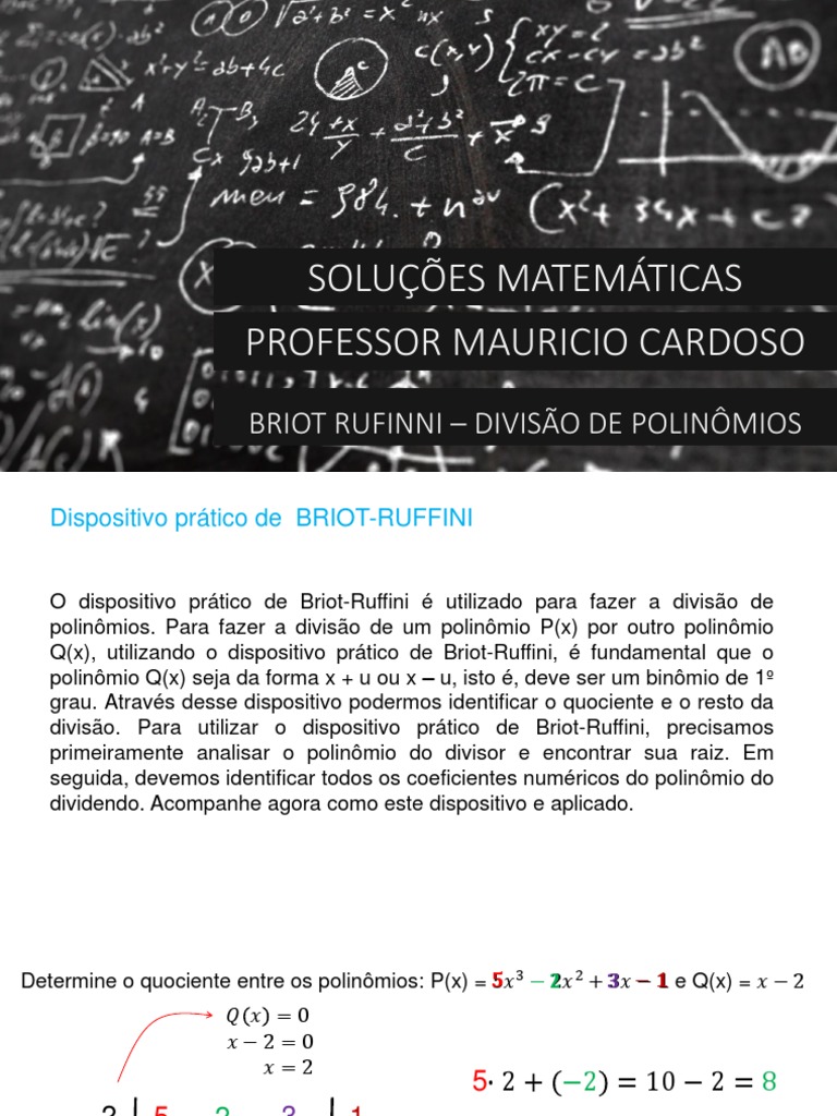 Divisão de Polinômios: Método Briot-Ruffini | PDF | Matemática ...