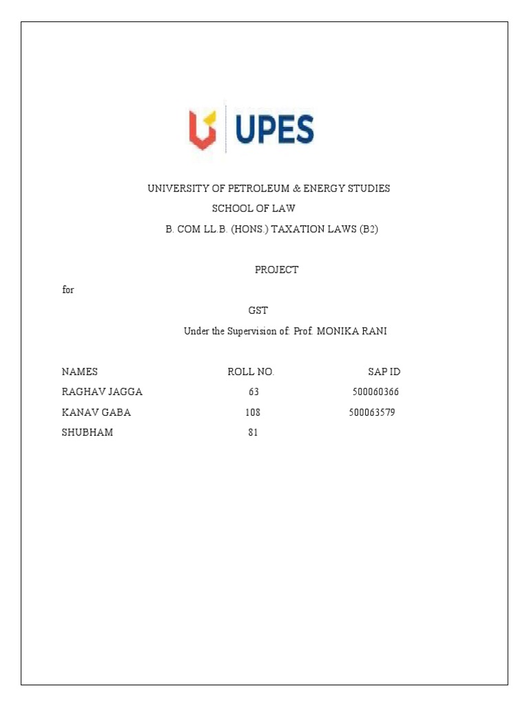 GST Project Raghav, Shubham, Kanav | PDF | Taxes | Value Added Tax