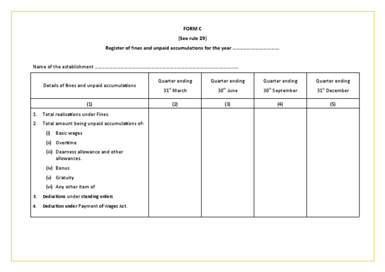 FORM C Register of Fines and Unpaid Accumulations | PDF