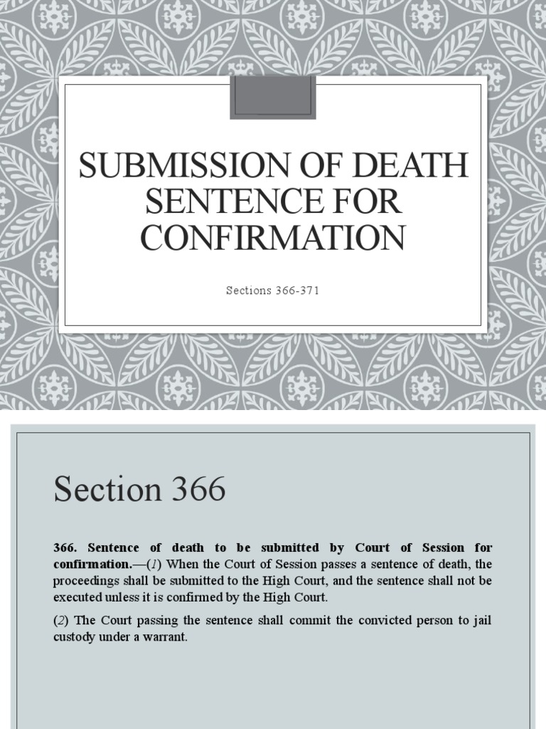 Submission of Death Sentence For Confirmation | PDF | Sentence (Law ...
